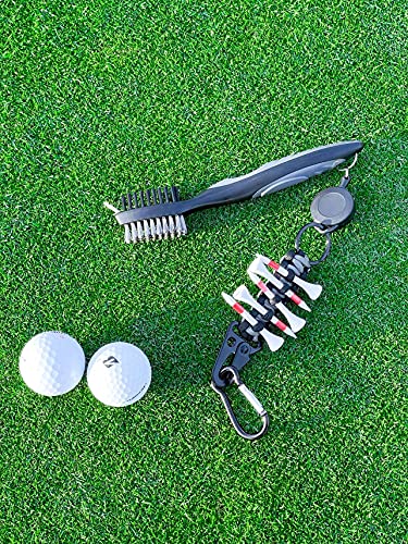 EAST TN. OUTFITTERS ACCURACY MATTERS ParaCourse Paracord Golf Tee Holder & Brush Retractable Club Cleaner Gift Clip On Bag Cart Caddy Cleaning Accessory