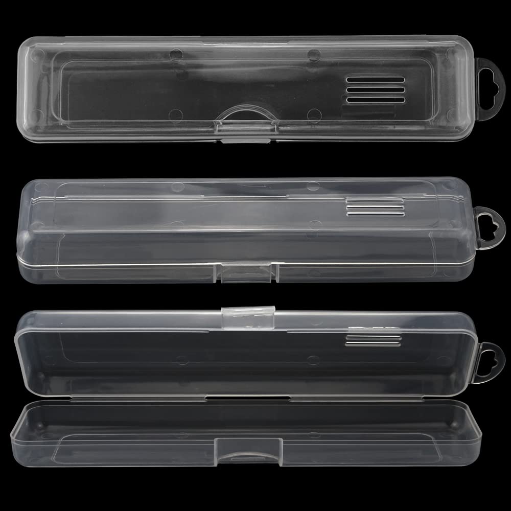 WYOMER Pack of 4 Travel Size Toothbrush Case Holder, Transparent Plastic Toothbrush Case Portable Toothbrush Storage, Hard Plastic Transparent Toothbrush Carrying Box for Traveling