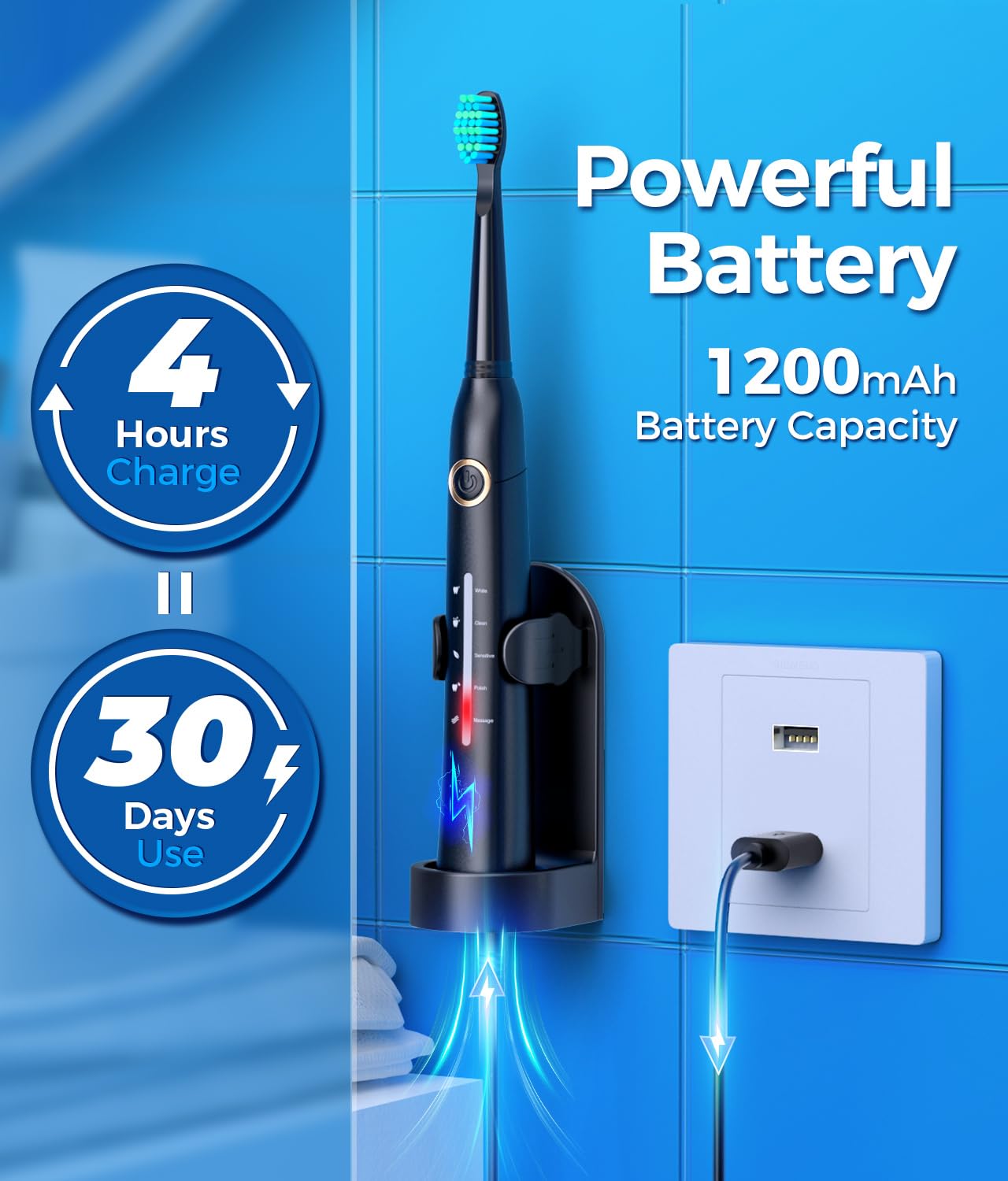 TEETHEORY Sonic Electric Toothbrushes for Adults and Kids, 8 Brush Heads Electric Toothbrush with 40000 VPM Deep Clean 5 Modes, Rechargeable Toothbrushes Fast Charge 4 Hours Last 30 Days