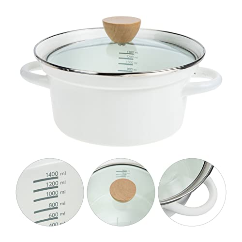 HANABASS 8 Quart Stock Pot Enamel Stockpot with stockpots oven pot cooking pots Glass Lid Enamel- Enamel Pot