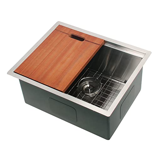 Homtone 22x18 Inch Workstation Kitchen Sink Undermount, Stainless Steel 10" Deep Single Bowl Sink, Workstation Sink with Accessories