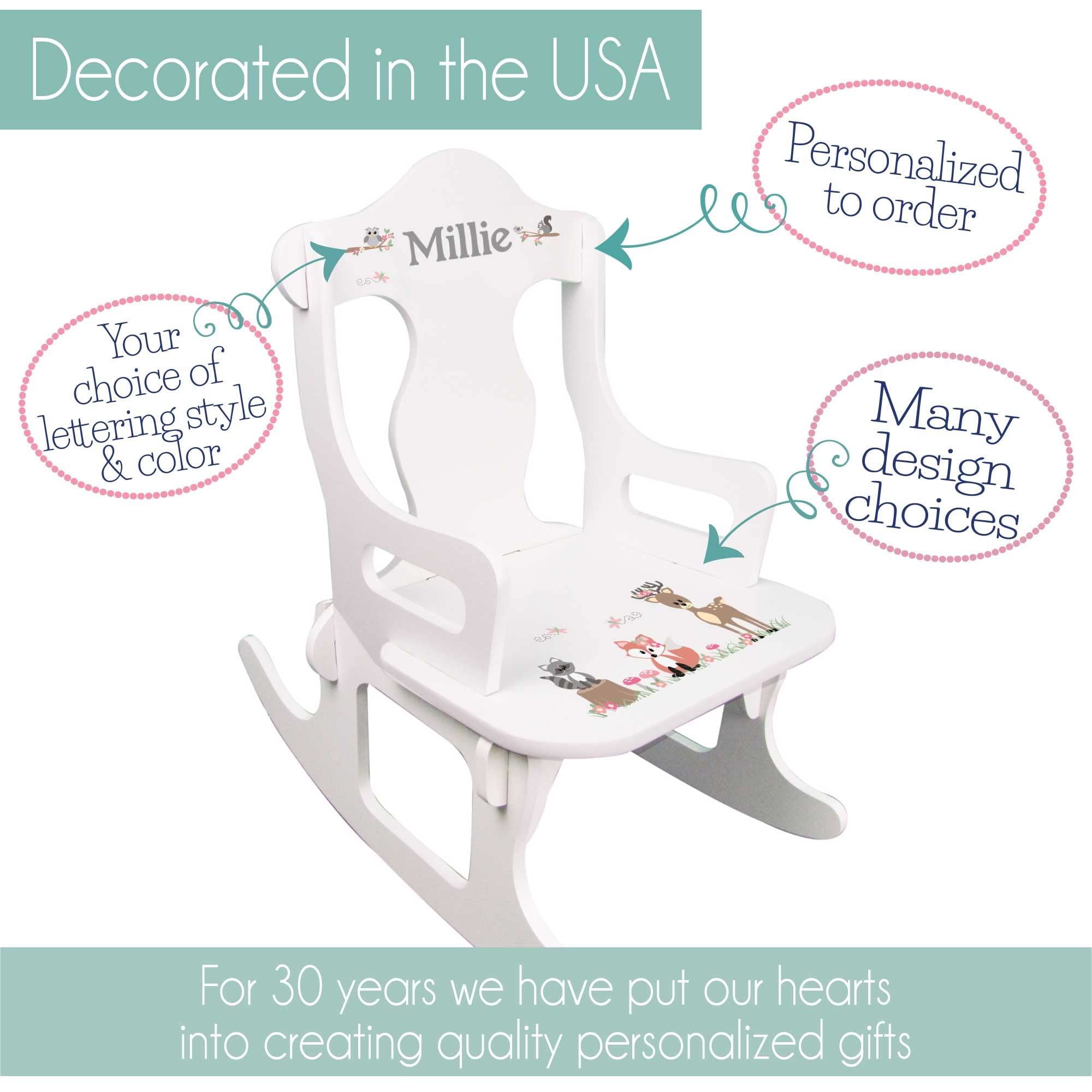 My Bambino Personalized Puzzle Rocking Chair Toddler Girls Rocker Boho Child's Tribal Arrows