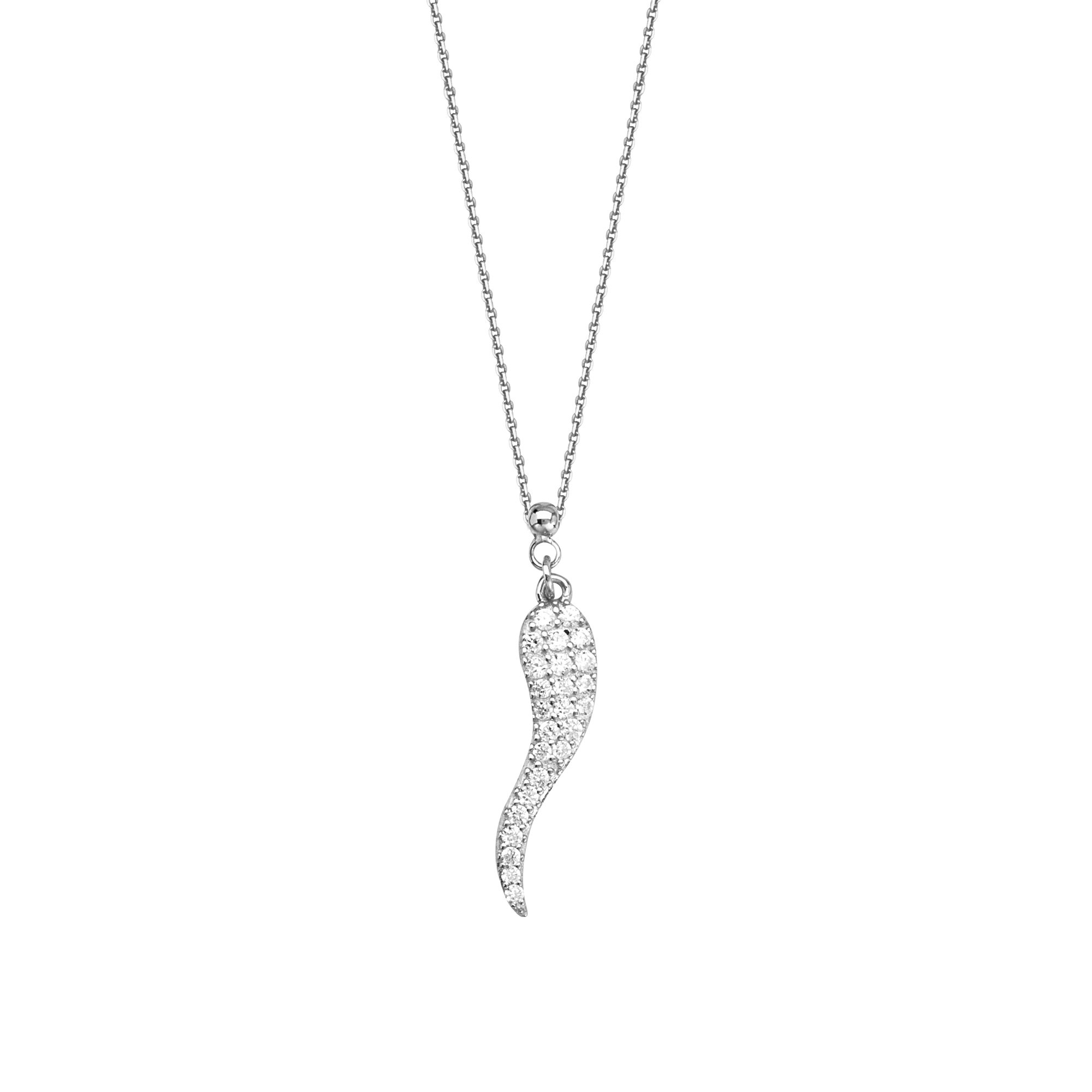 DIAMOND JEWELRY NY Silver Pendant, Adj. Cz Italian Horn Necklace