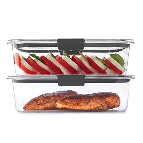 Rubbermaid Leak-Proof Brilliance Food Storage Set, 5-Pack, Clear & Leak-Proof Brilliance Food Storage 12-Piece Plastic Containers with Lids | Bento Box Style Sandwich and Salad Lunch Kit, Clear