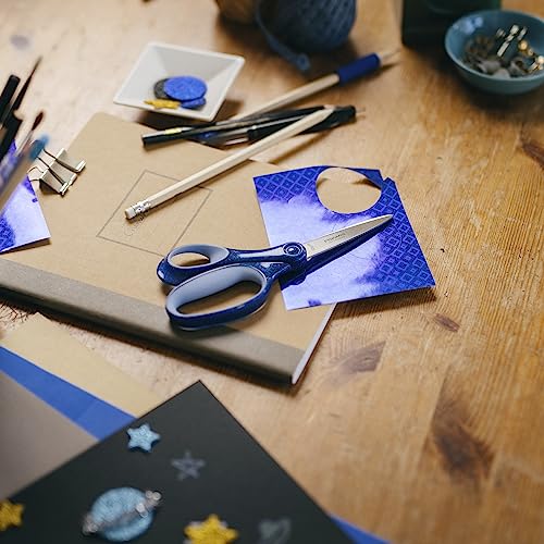 Fiskars 7" SoftGrip Left-Handed Student Glitter Scissors for Kids 12+ - Left-Handed Scissors for School or Crafting - Back to School Supplies - Blue