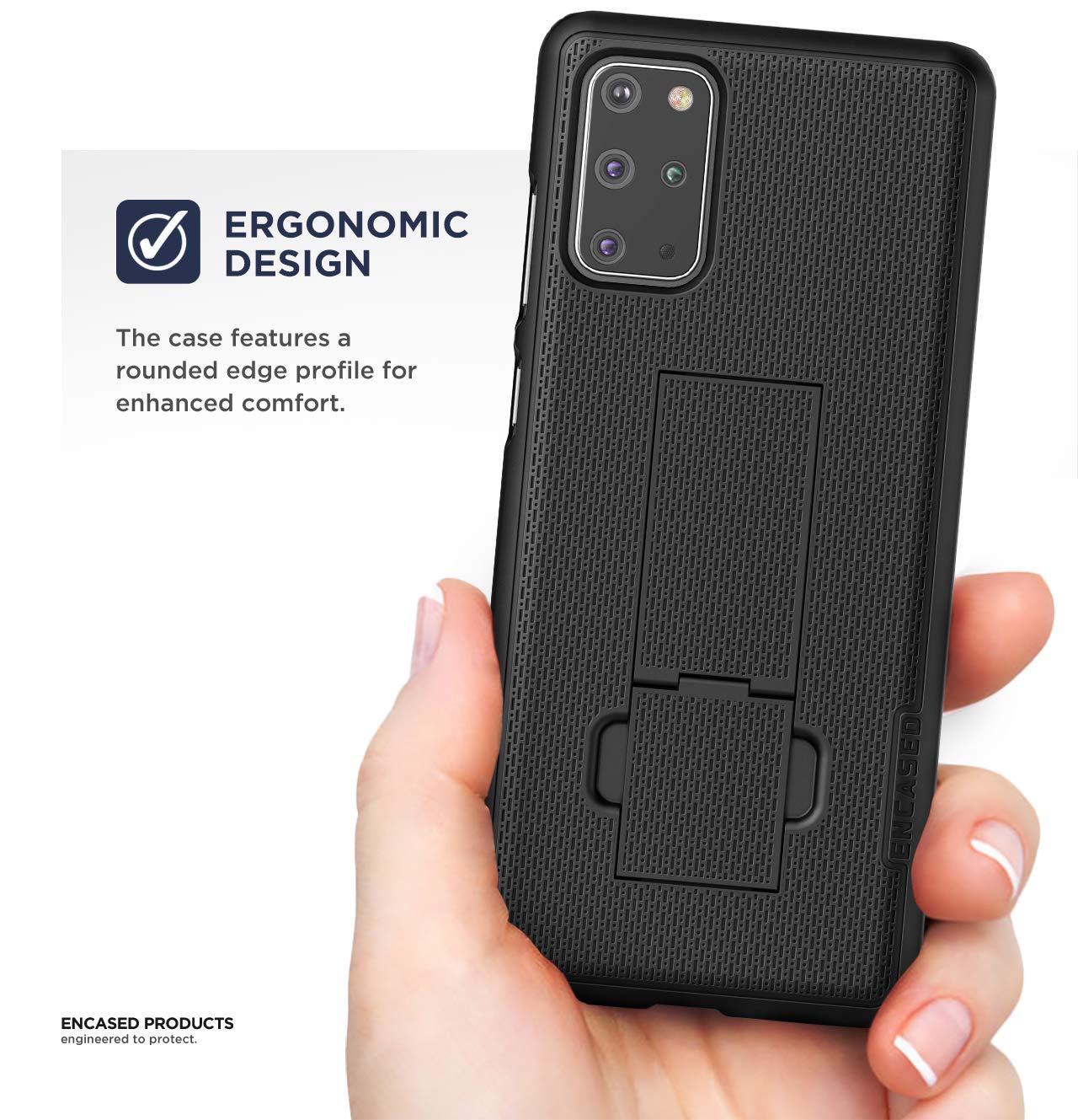 Encased Galaxy S20 Plus Belt Clip Case (2020 DuraClip) Slim Cover with Holster (Samsung S20+ 6.7) Black