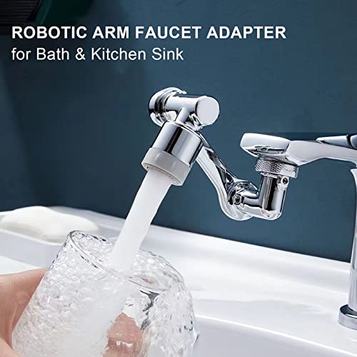 MLG Tools Universal 1080 Swivel Robotic Arm Swivel Extension Faucet Aerator Sink Water Splash rotatable Faucet Aerator 2 Mode Rotating Filter Extension,ABS