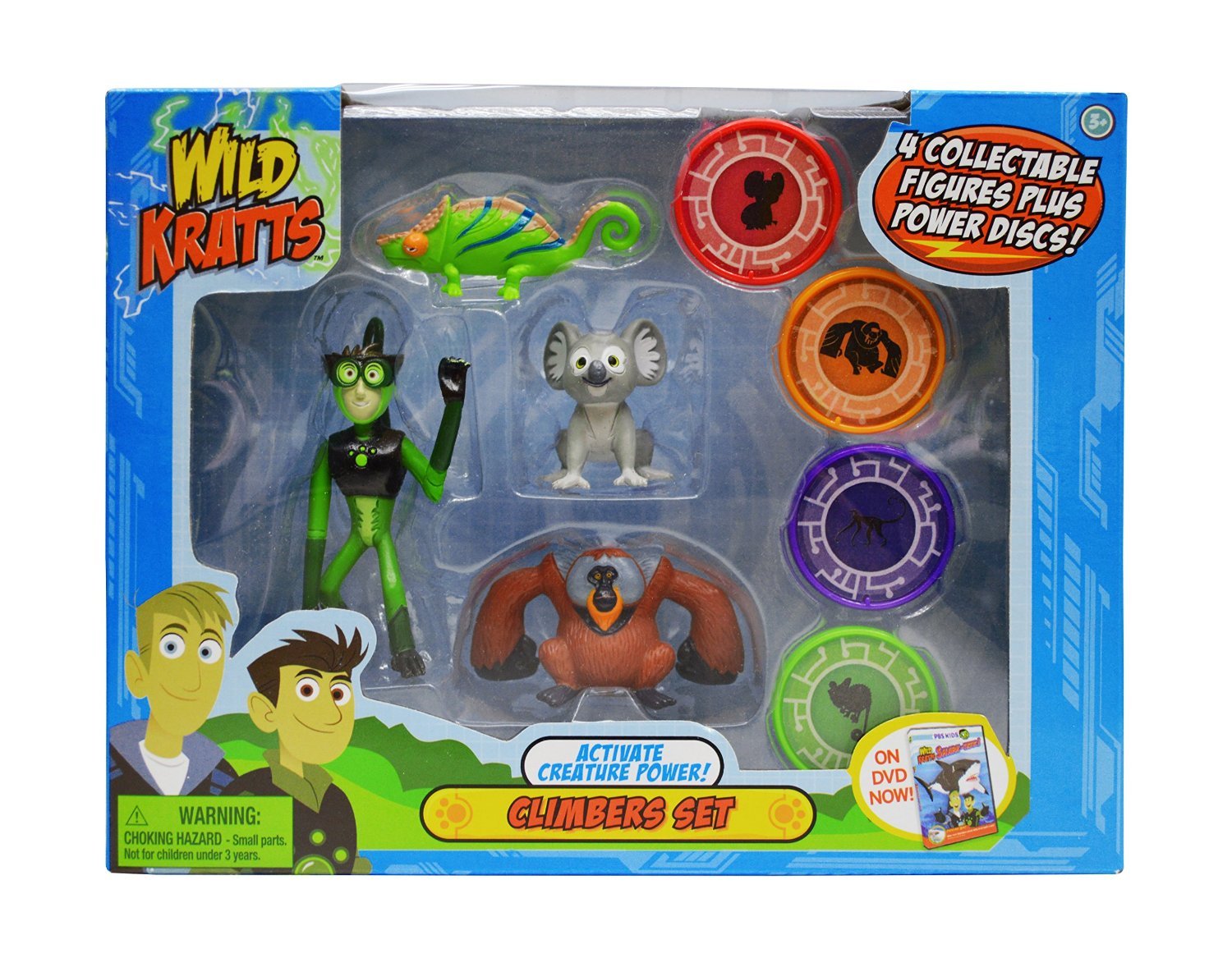 Wild Kratts Climbers Action Figure Collectible Figures & Discs (8pc) Includes 4 Creature Power Discs +4 Animals- Officially Licensed Toys for Children-Gift for Kids Boy Girl