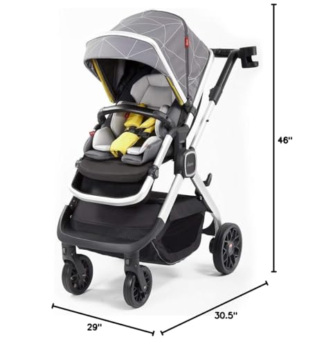 Diono Quantum2 3-in-1 Multi-Mode Stroller for Baby, Infant, Toddler Stroller, Car Seat Compatible, Adaptors Included, Compact Fold, XL Storage Basket, Gray Linear