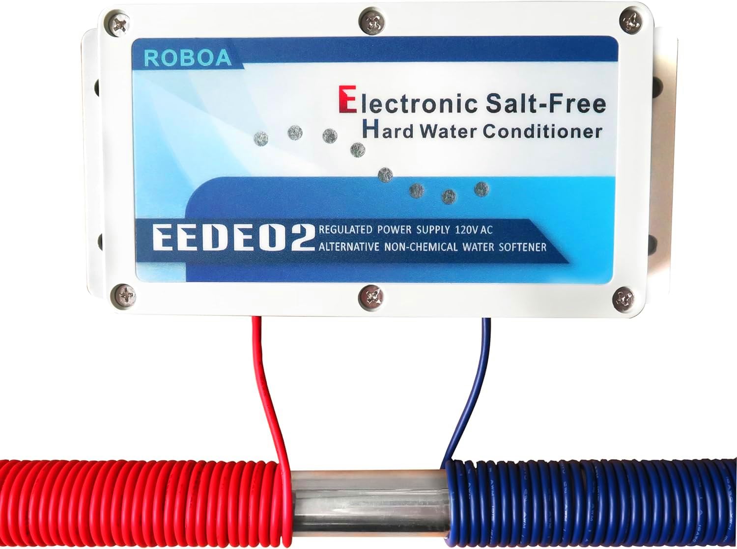 ROBOA Electronic Water Descaler,Alternative Chemical and Salt Free Water Softener Systems Whole House,Prevent Rust and Scale Build-up,Electromagnetic Water Conditioner,Easy Installation