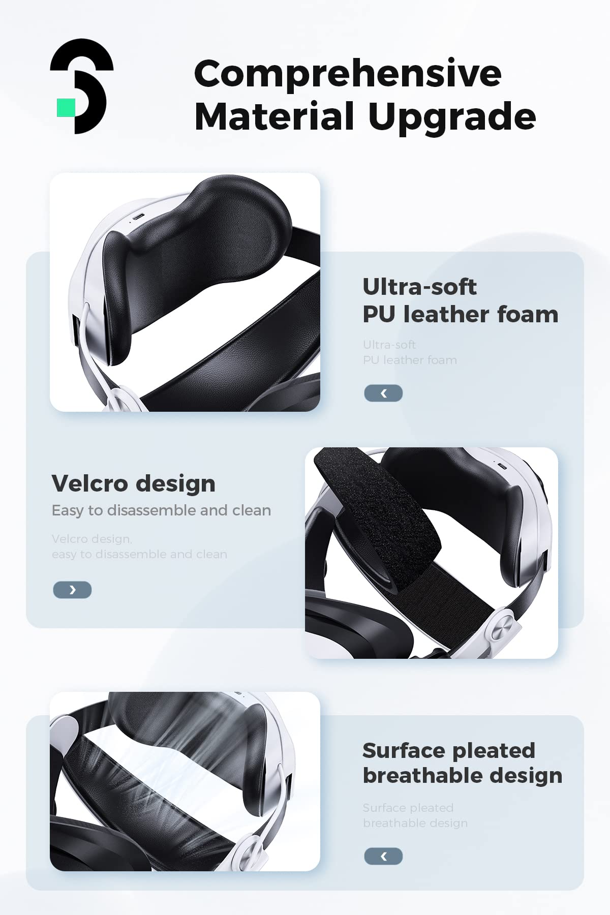 Head Strap with Battery Compatible with Oculus Quest 2, SOOMFON Strap Replacement Accessories with 10000mAh Battery Extend 8H Playtime, Enhanced Comfort Support in VR, Reduces Face and Head Pressure