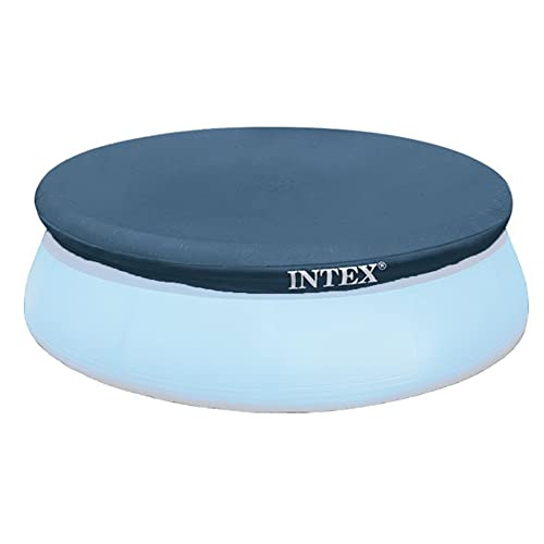 Intex Swim Center Round Inflatable Outdoor Above Ground Swimming Pool with Built-in Relaxing Lounge Bench and Protective Pool Cover
