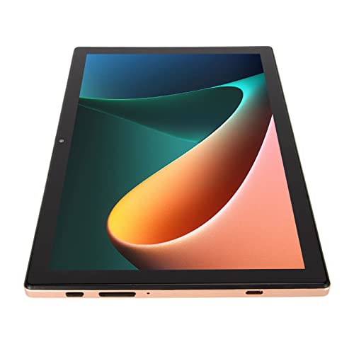 FECAMOS HD Tablet, Dual Camera US Plug 100β240V Office Tablet Octa Core 5G WiFi 10.1 Inch IPS for Family (Gold)