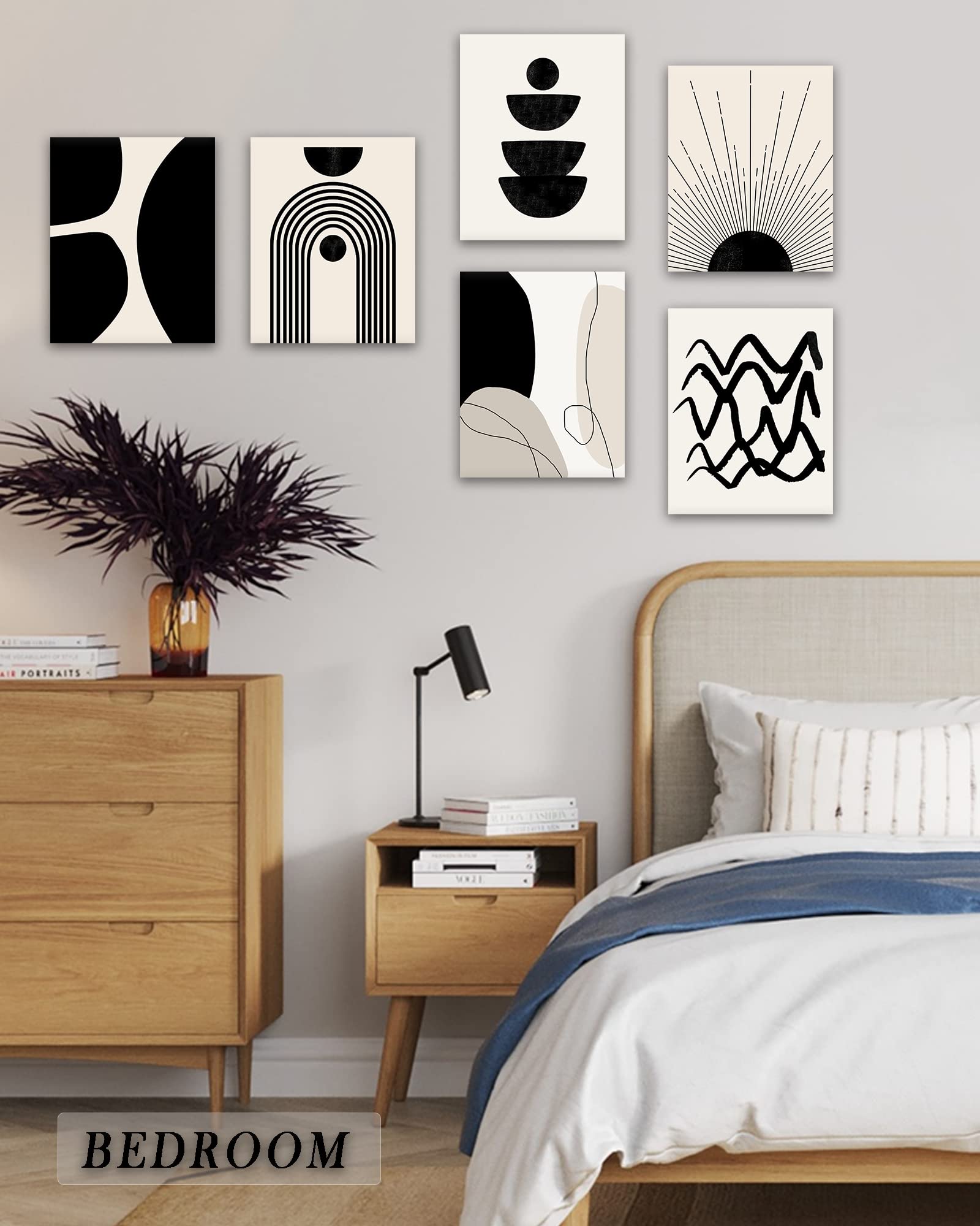 ๐๐ฟ๐๐ผ๐๐บ Abstract Boho Wall Art Minimalist Geometric ๐๐ฟ๐ฎ๐บ๐ฒ๐ฑ Wall Decor Boho Room Decor Black Brown Beige Line Art Canvas Painting Mid Century Modern Prints Bohemian Posters for Living Room Bedroom