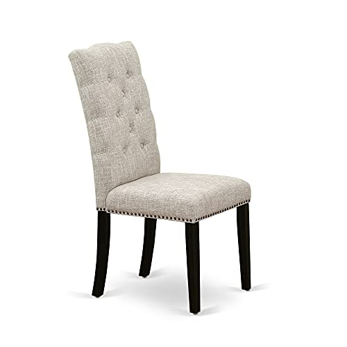 East West Furniture X677EL635-9 9-Piece Dining Set - Dinner Table Rectangular Top - 8 Beautiful Dining Chairs Padded Seat and Back (Distressed Espresso & Wire Brushed Black Finish)