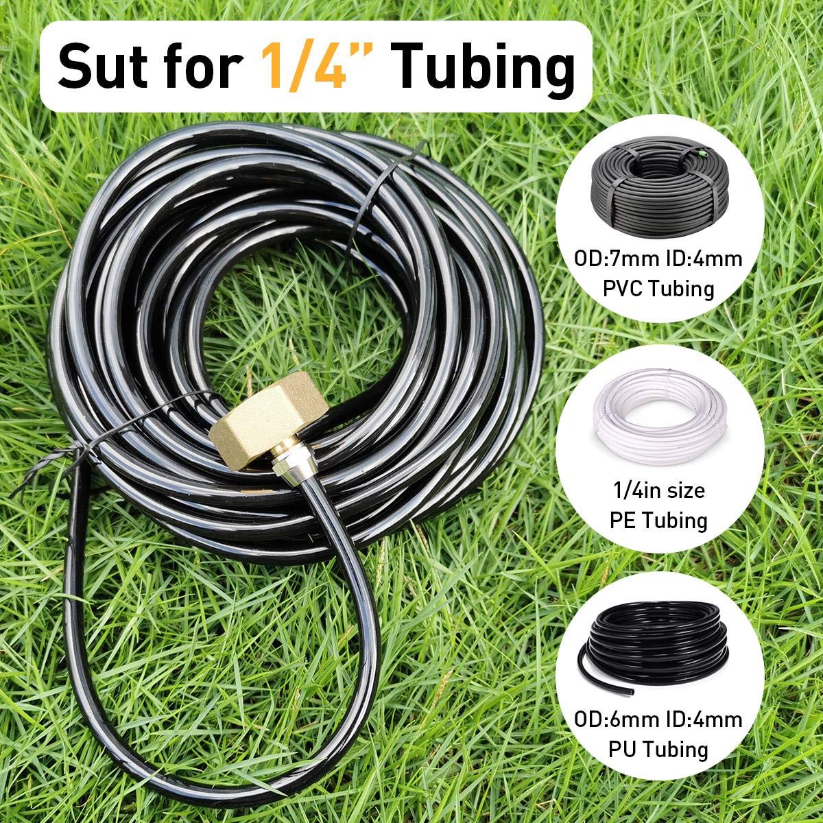 HOMENOTE US Standard Faucet Adapter, 3/4'' to 1/4'' Hose Adapter, Convert 3/4" Female Hose Thread Bib to 1/4" Tubing, 2 Brass Adapters with 4 Washers