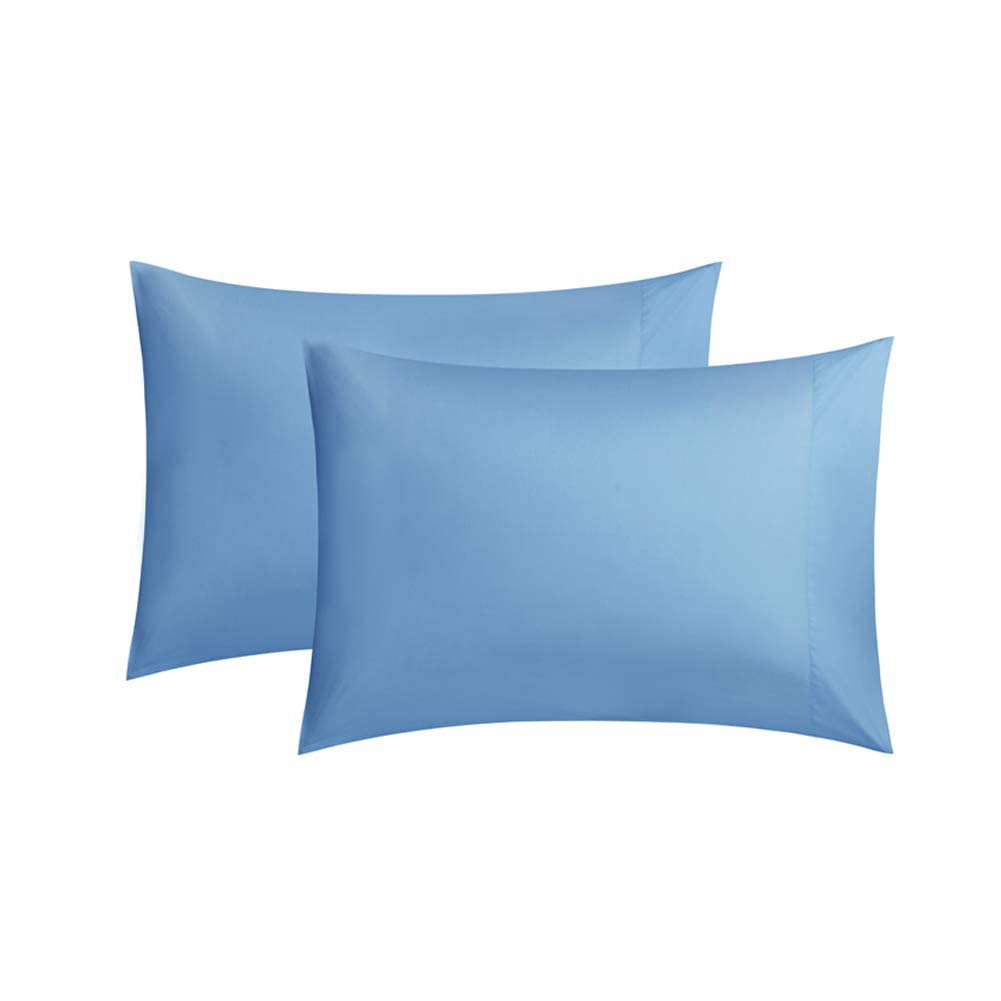 ELINEN Full Size Percale Bed Sheets, 200 Thread Count Cotton Polyester Blend Sheet Set,Wrinkle Free,Breathable,Crisp Refreshing Feeling, 60 Cotton 40 Polyester Cotton Rich Sheets 4 PC(Blue,Full)