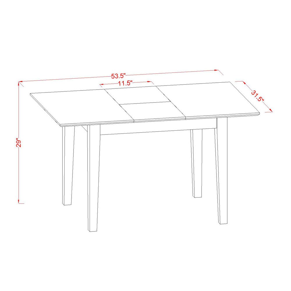East West Furniture Norfolk Kitchen Rectangle Dining Table Top with Butterfly Leaf, 32x54 Inch, Nft-blk-t