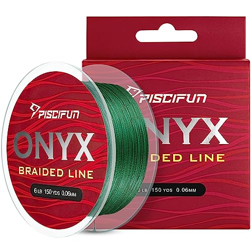 Piscifun Onyx Braided Fishing Line Advanced Superline Braid Lines 150Yd 6lb Green