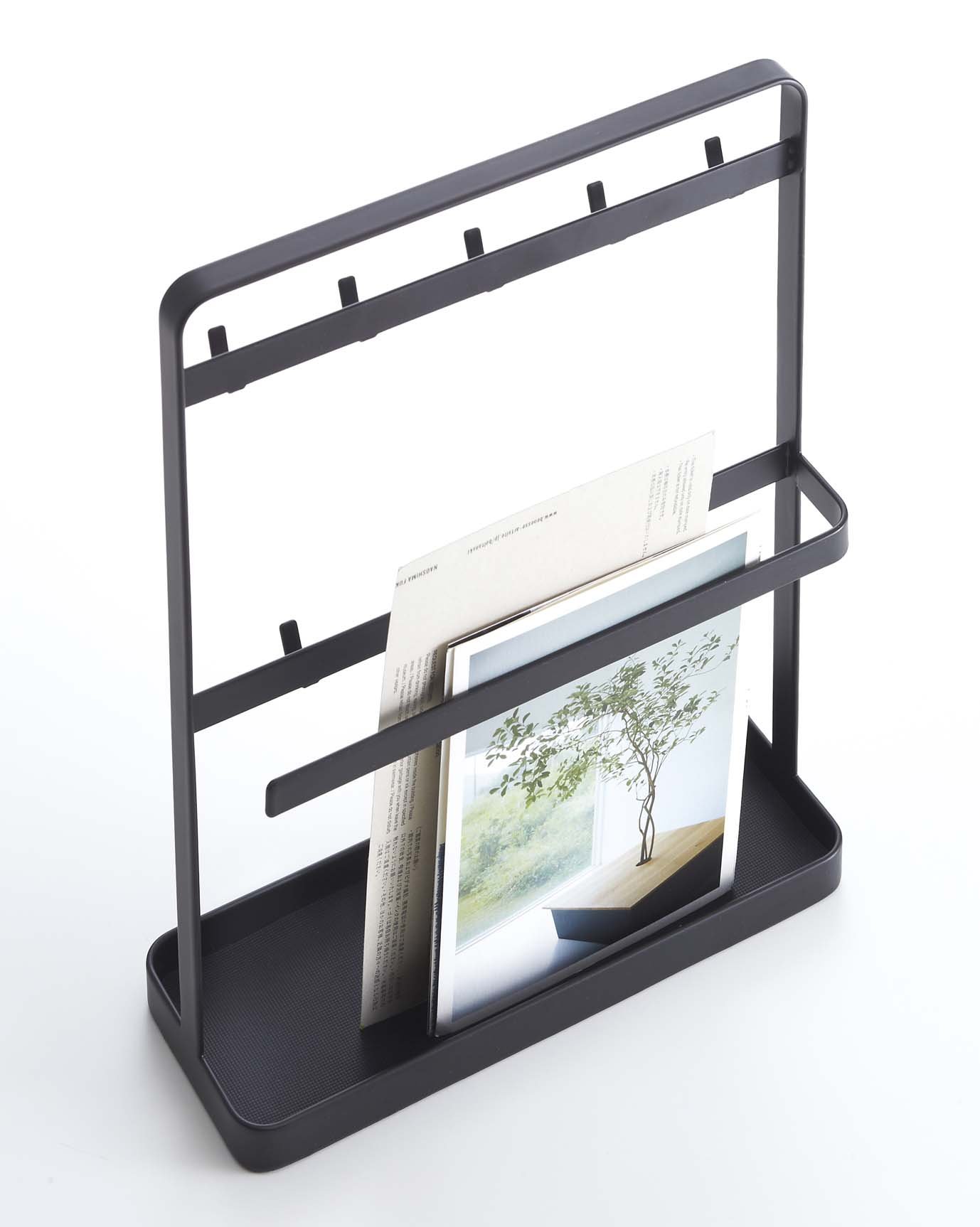 Yamazaki Home Key Rack - Modern Hook Organizer Stand Steel One Size Black