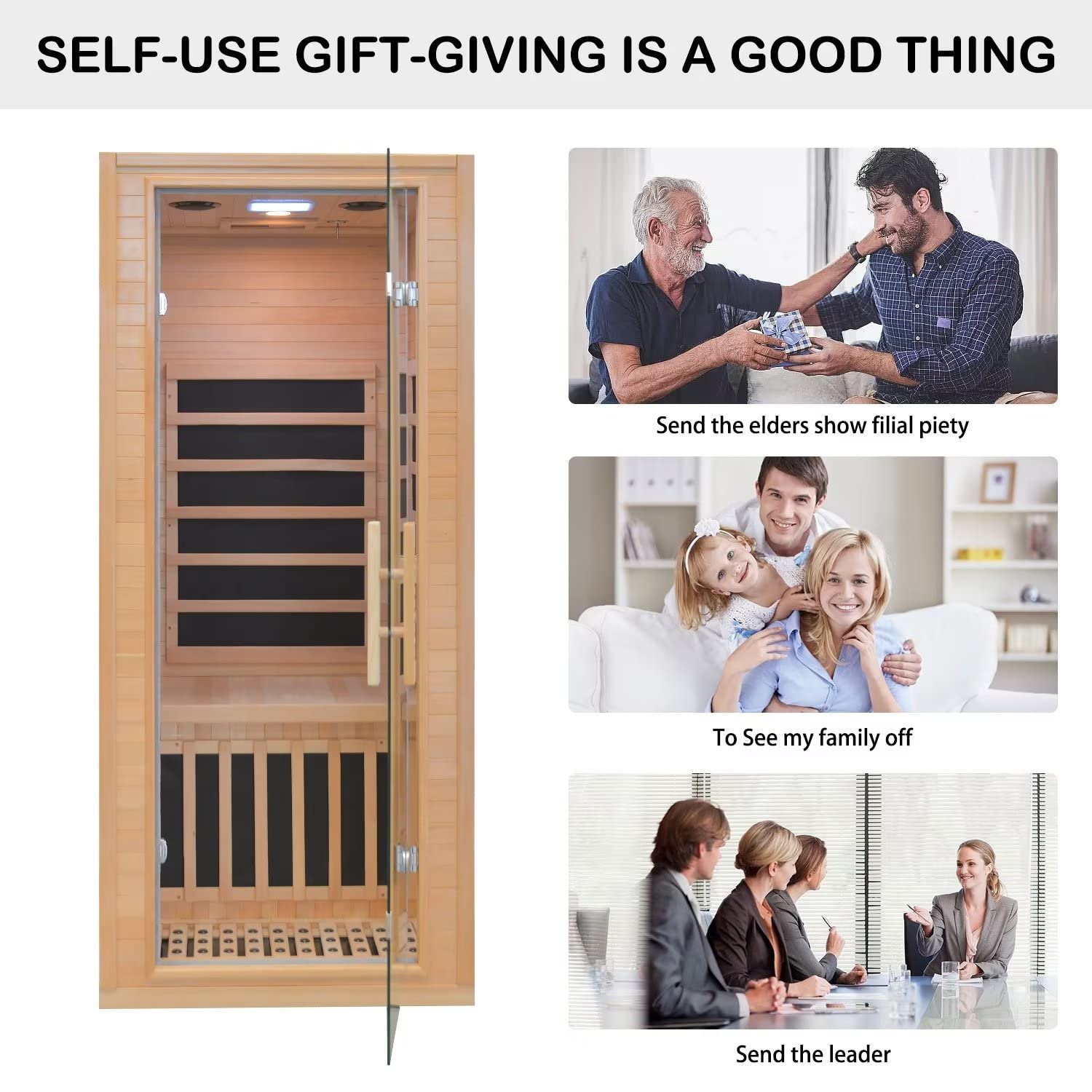 Infrared Home Sauna Room 1-2 Person Hemlock Wooden Indoor Sauna Spa,1200W/110V Low EMF Heaters,10 Minutes Pre-Warm up,Time and Temp Pre-Set, New Year Gifts