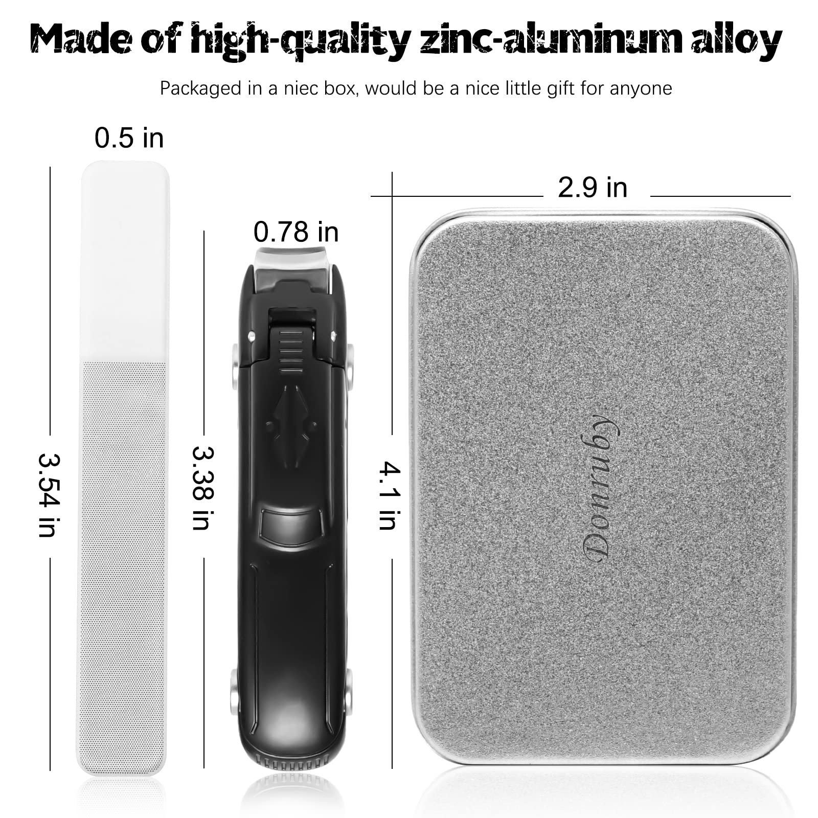 Donruby Nail Clippers Set, Nail Clippers for Men with Catcher - Car Shape Anti-Splash Toe Nail Clippers, Ultra Sharp Sturdy Fingernail and Toenail Clipper Cutters - With Cell Phone Stand Function