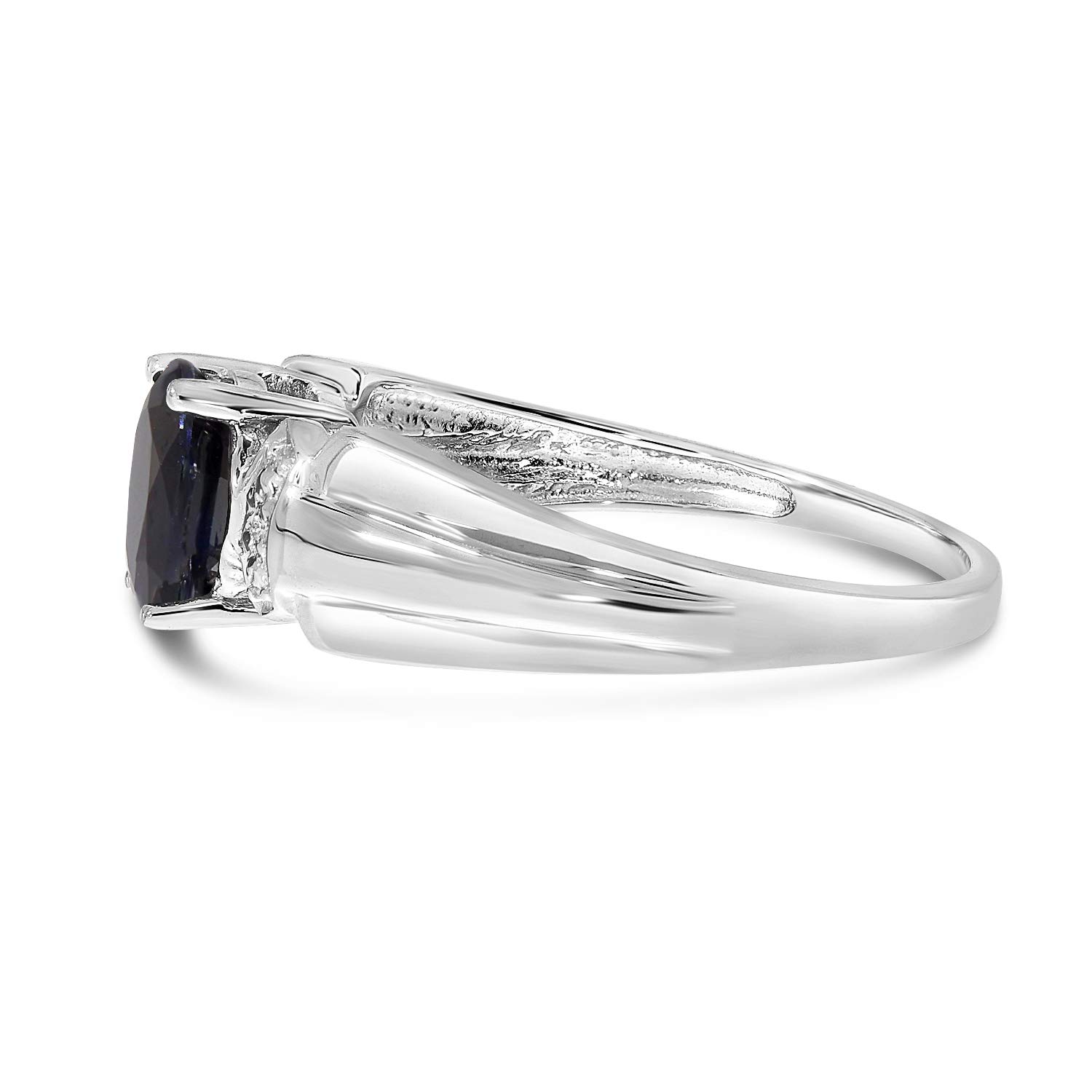 Direct-Jewelry 10k White Gold Oval Sapphire And Diamond Ring (Size 7)