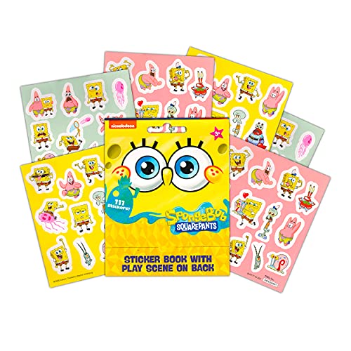 Spongebob Duffle Bag Set For Kids - 4 Pc Bundle With Spongebob Luggage Carry On Suitcase Bag, Spongebob Coloring Book, Stickers, and More (Spongebob Travel Activity Set)