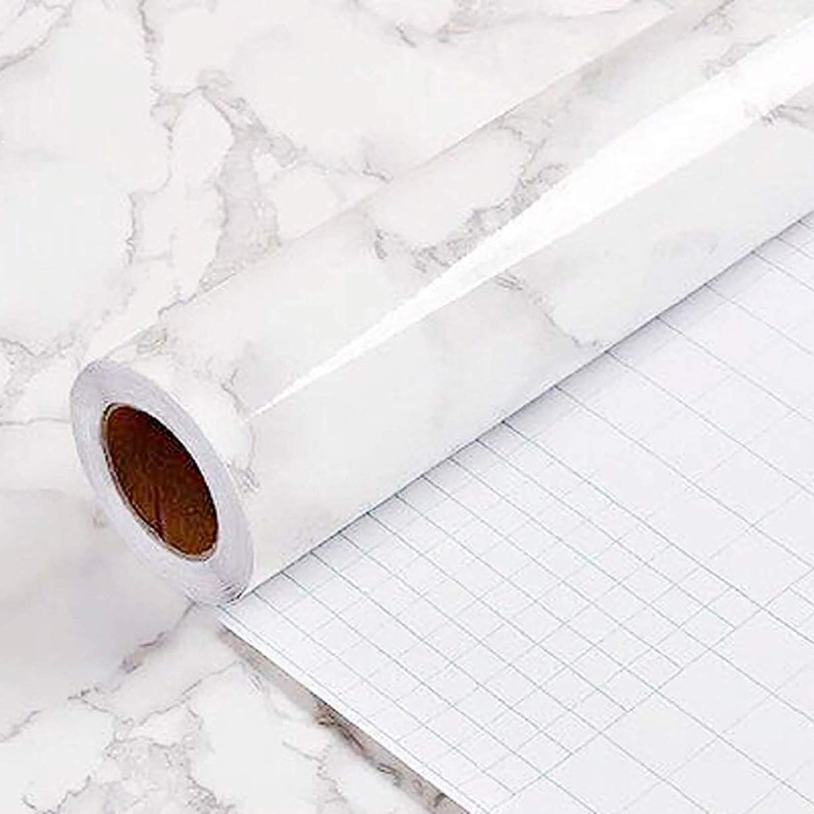 Yancorp 16"x120" White Gray Contact Paper Peel and Stick Wallpaper Marble Removable Wallpaper Pull and Stick Countertops Self-Adhesive Backsplash for Cabinets (16"x120")