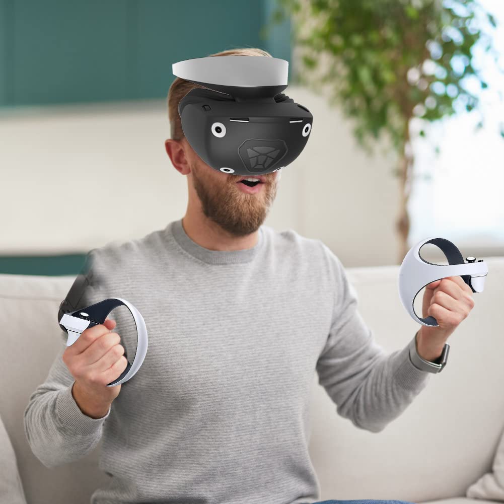 Jhua PSVR2 VR Silicone Face Cover and VR Shell Cover for Playstation VR2 / PSVR2, VR Headset Protective Shell Cover PSVR2 Accessories Kit