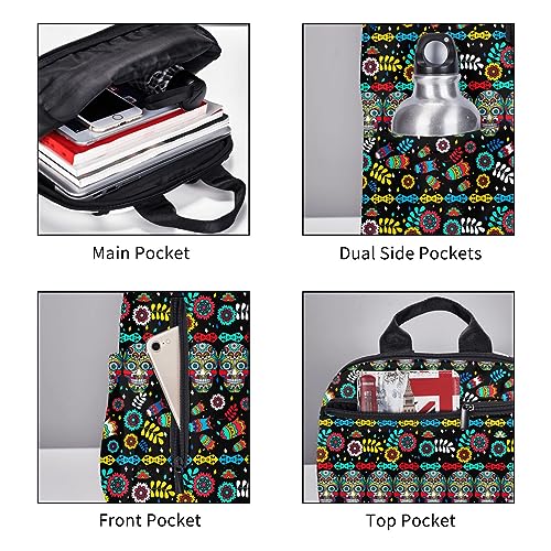JZDACH For Flowers Mexican Sugar Skull backpack book bags for college lightweight laptop backpacks for Men Women