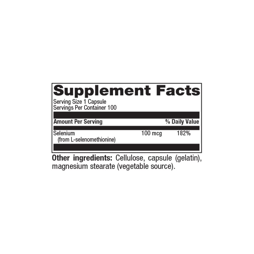 FightBack Foods Yeast Free Selenium 100 mcg Supplement (100 Capsules) - Non GMO and Gluten Free, Provides Antioxidant Support