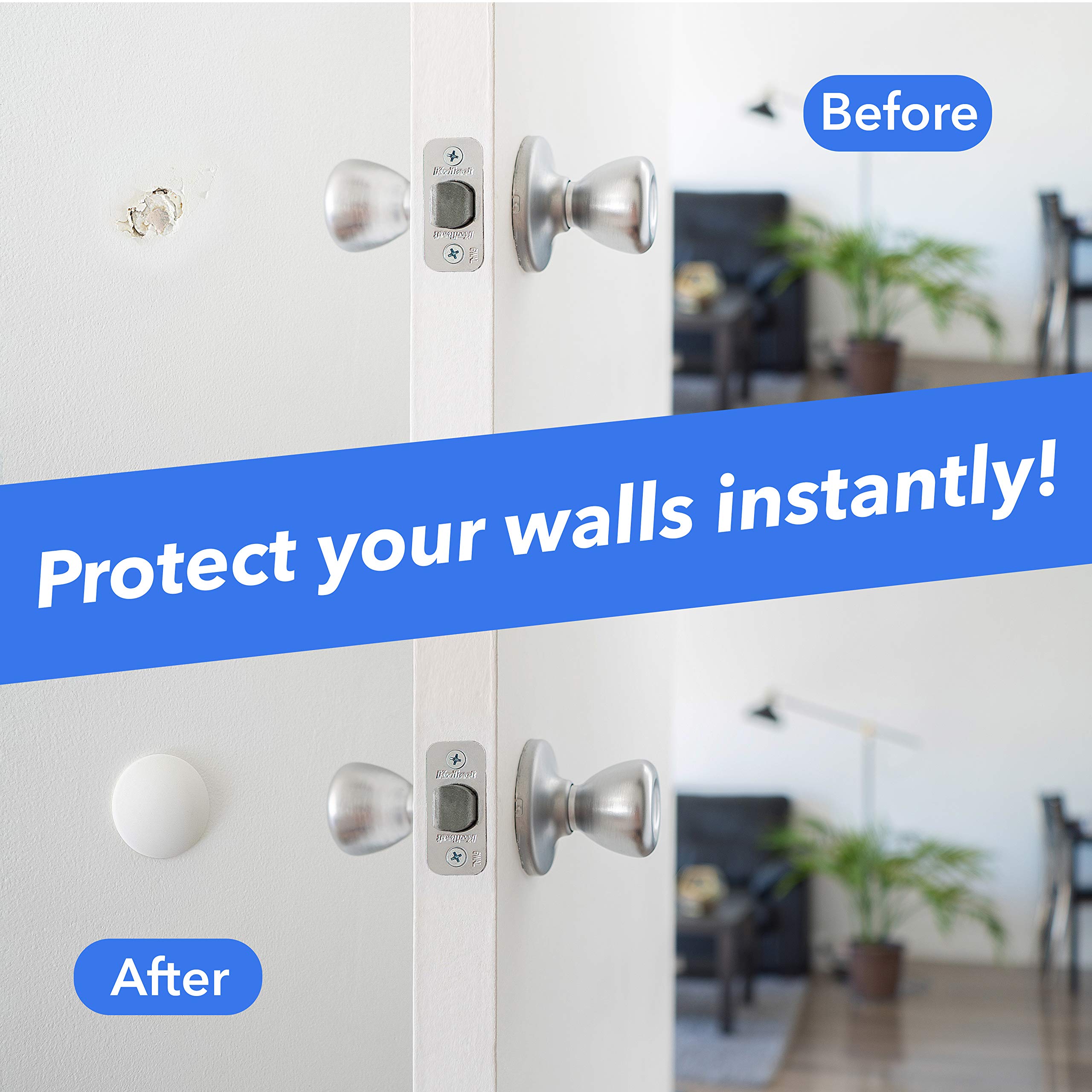 Door Knob Wall Shield, Rubber Wall Protector Plate, Door Handle Bumper (2 inches, Gray)