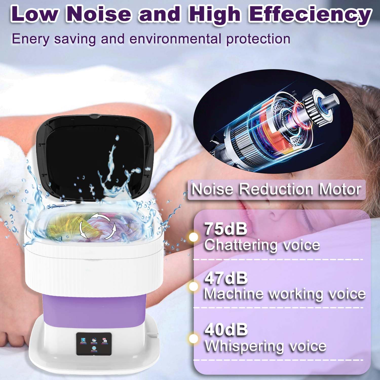 Mini Washing Machine, 11L Large Capacity Portable Washing Machine, Collapsible Foldable Washer and Dryer with Spin for Travel, Socks, Baby Clothes