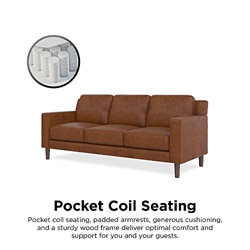 DHP Brynn 3 Seater Sofa, Camel Faux Leather