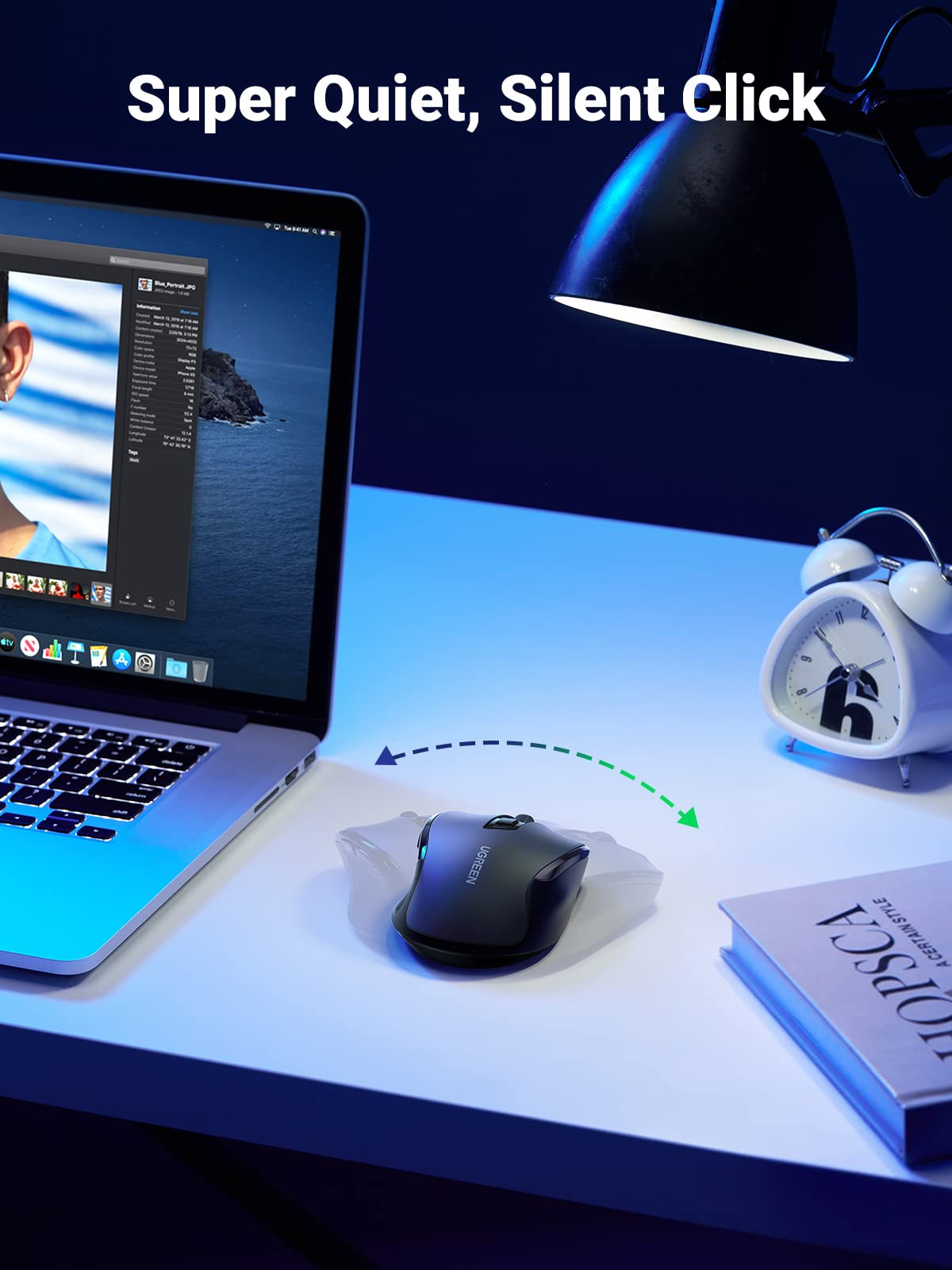 UGREEN Wireless Mouse 2.4G with USB Receiver, 5-Level 4000 DPI 6 Buttons,18 Months Battery Life Cordless Mouse, Ergonomic Computer Mice for Laptop, Computer, PC, MacBook, Chromebook Black