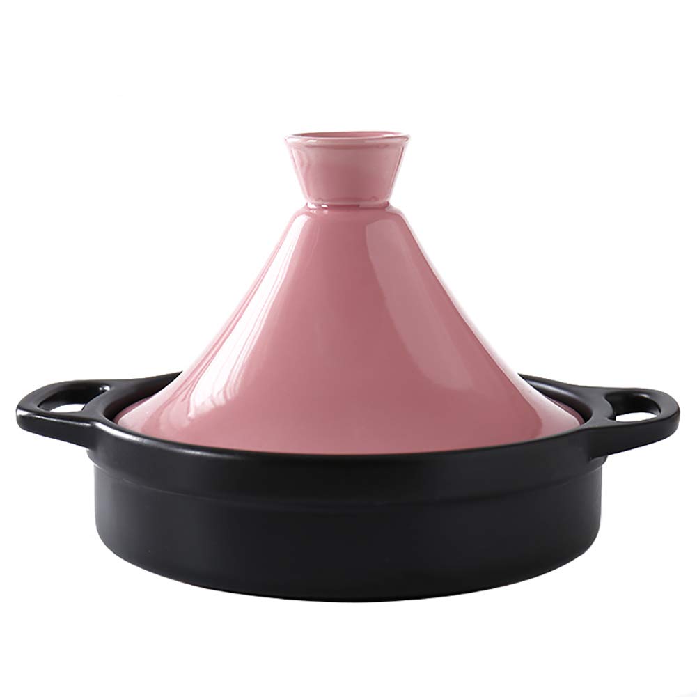 WJXBoos Ceramic Casserole Steamer Braiser Pan Healthy Saucepan Earthen Pot for Braising Slow Cooking,Moroccan Tagine Pot with Lid 1.3quart