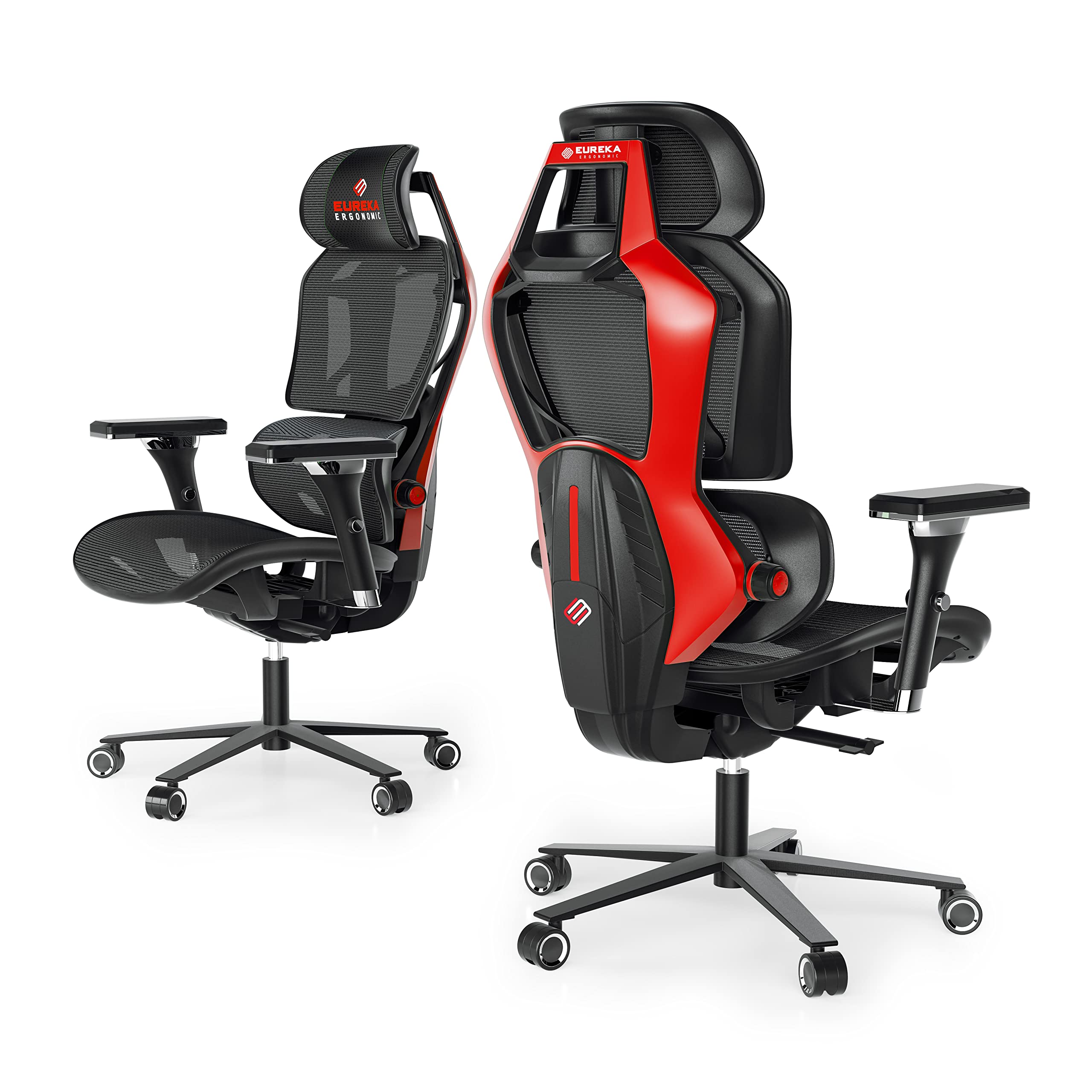 EUREKA ERGONOMIC Z Shaped Gaming Desk with Typhon Gaming Chair Red 60 Inch Gaming Desk,Large Home Office Desk for Computer Home Office
