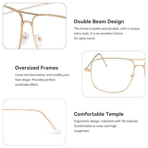 Dollger Classic Glasses Clear Lens Non Prescription Metal Frame Eyewear Men Women Gold