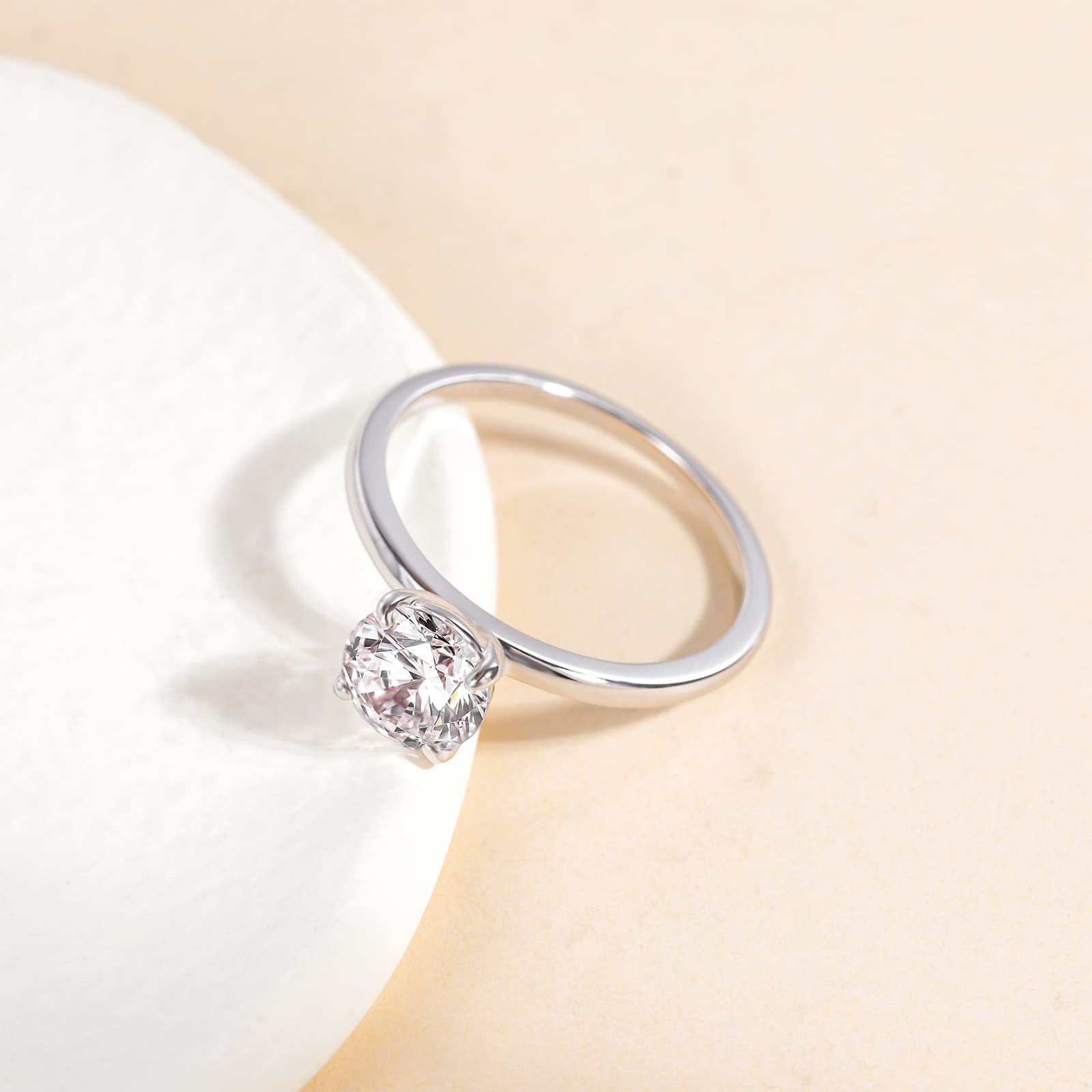 EAMTI 1.5CT 925 Sterling Silver Engagement Rings Round Cut Solitaire Cubic Zirconia CZ Wedding Promise Rings for Her Wedding Bands for Women Size 6