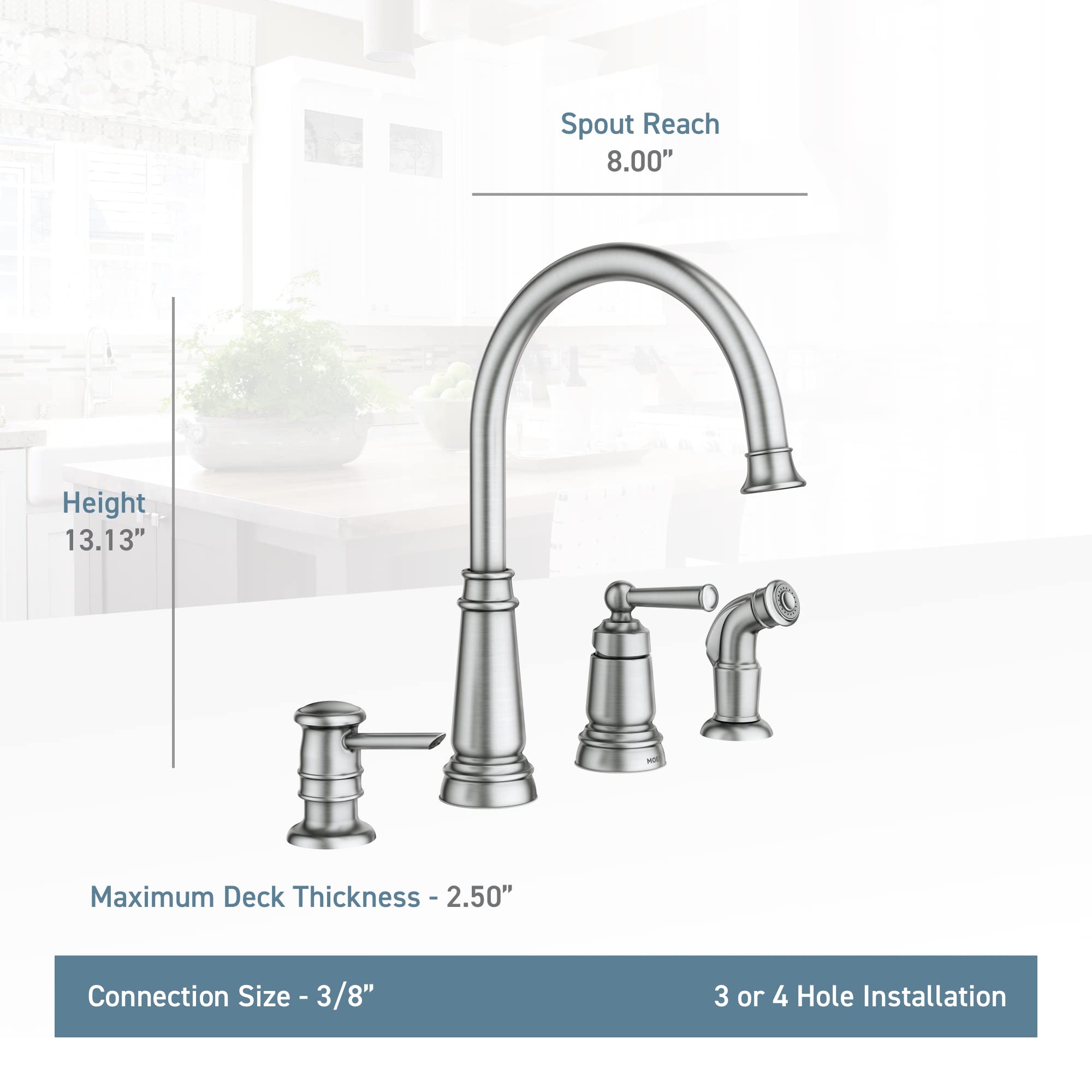 Moen 87042BRB Edison One-Handle High Arc Kitchen Faucet, Mediterranean Bronze