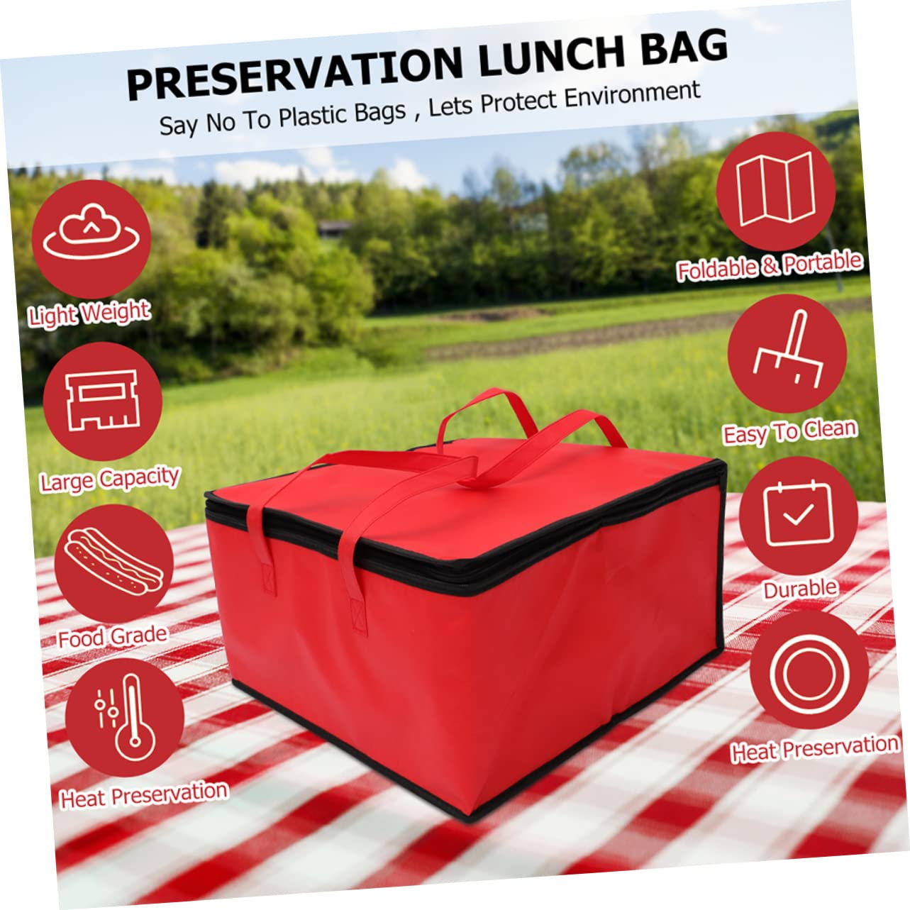 NAMOARLY 1pc Insulation Reusable Shopping Take- Out Insulated Grocery Cooler Car Accessories Pizza Heater Picnic Aluminum Cake Takeaway