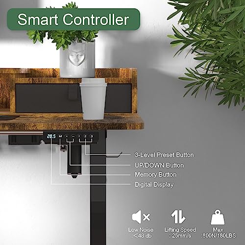 ExaDesk 55×30 Inch Electric Standing Desk with 2 Drawers, Adjustable Height Widened Stand Up Desk with Storage Shelf, Sit to Stand Ergonomic Workstation for Home Office