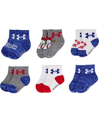 Under Armour Baby Boys Multi Pack Quarter Sock, Baseball Blue, 2-4T US