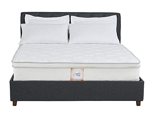 DHP Carmela Luxurious Upholstered Linen Platform Bed wih Wooden Slat Support, Button Tufted Headboard, Full Size - Grey Linen