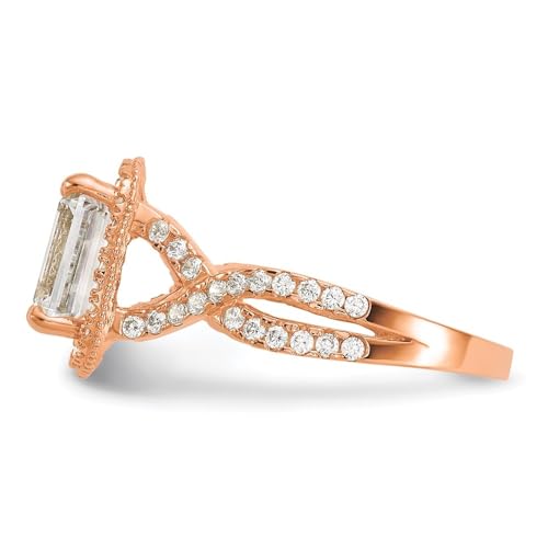 Diamond2Deal 10k Rose Gold Cubic Zirconia Wedding Ring Size 7