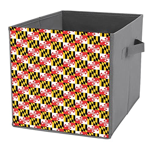 Maryland Flag Large Cubes Storage Bins Collapsible Canvas Storage Box Closet Organizers for Shelves
