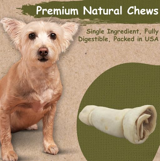 Top Dog Chews β 6β Beef Cheek Rolls, Long Lasting Dog Bones for Aggressive Chewers, Rawhide Free Dog Treats,(6 Inch (Pack of 10)