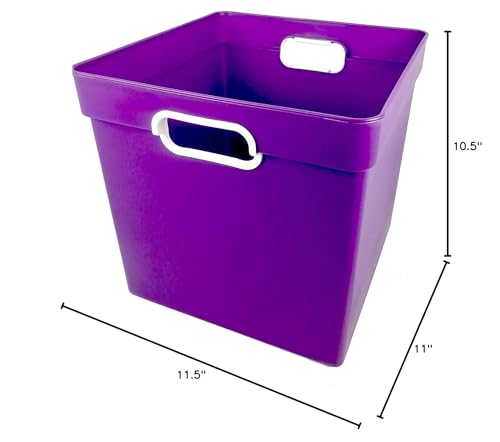 Romanoff ROM72506-3 Plastic Cube Bin, 11.5 x 11-Inch x 10.5-Inch, Purple, Pack of 3