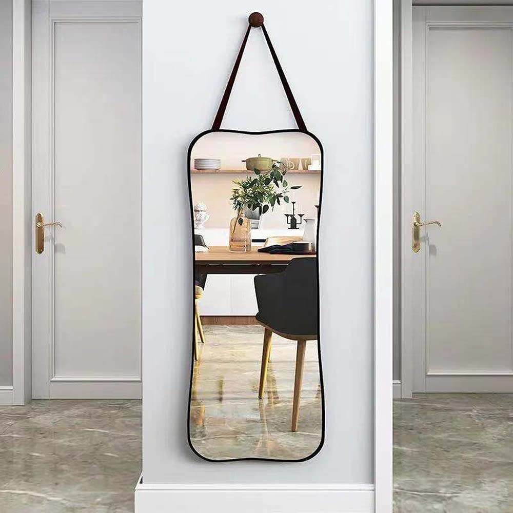 Ecentaur Full Length Mirror Wood Hanging Wall Over The Door Mirror Long Size Body Mirror for Bedroom Living Room